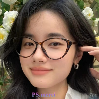 江疏影同款眼镜框女防蓝光素颜镜猫眼大框显脸小玳瑁色豹纹眼镜架