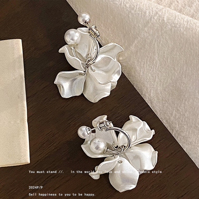 银河碎瓣花！珍珠花朵流苏耳环女