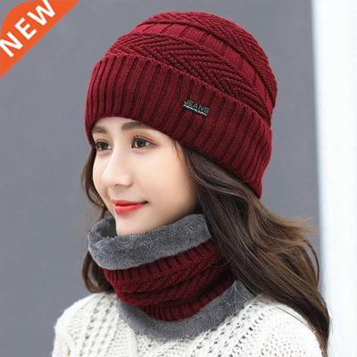 Female Knitted Hat Scarf Caps Neck Warmer Winter Hats For Me