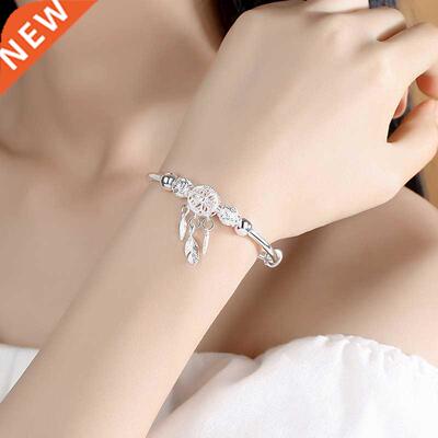 Fanualoli s925 Sterling silver Dream Catcher Bracelet Adjust