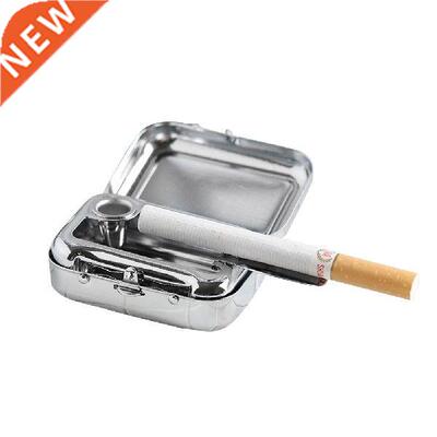 1 PC Metal Square Ashtray Creative Mini Portable with Lid