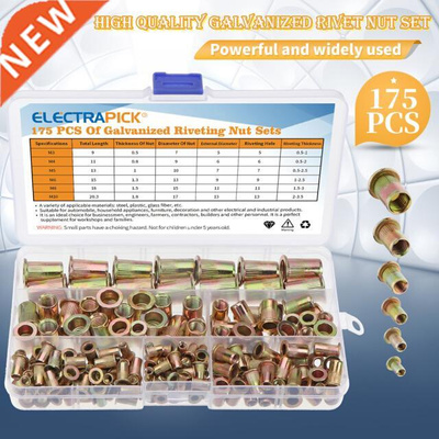 60/93/150/175pcs Carbon Steel Rvet Nuts Flat Head Rvet Nut