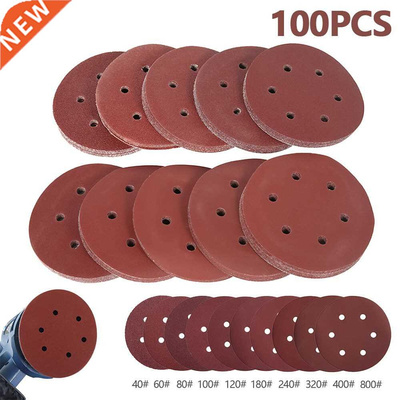 100pcs 120mm Sandpaper Round Shape Sanding Discs Hook Loop S