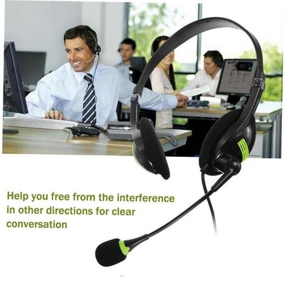 USB Headset With Microphone Noise Cancelling Computer PC Hea