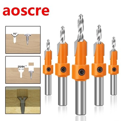8mm Shank HSS Woodworking Countersink Drill Router Bit Carbi