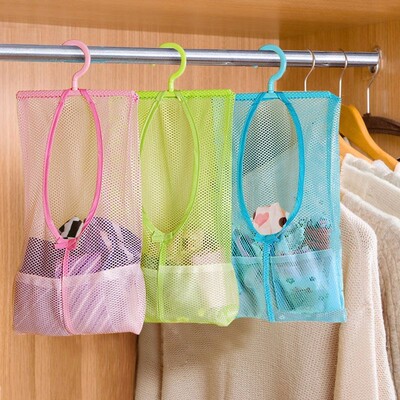 Hanging Mesh Storage Bag Clothes Toy Organizer Laundry Hook