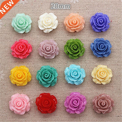 30pcs 20mm Resin Camellia Flowers Flat Back Cabochon  Jew