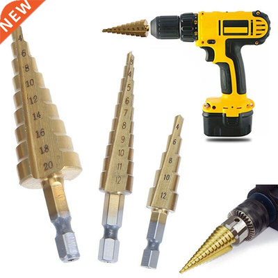 3pcs Speed Steel Step Drill Bits Set Titanium Coated Hole Cu