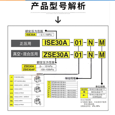 SMC原装真空正负压数显压力开关表ISE30A/ZSE30AF-01-N/P/C/D-ML