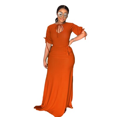 开叉抽绳长裙开叉抽绳长裙