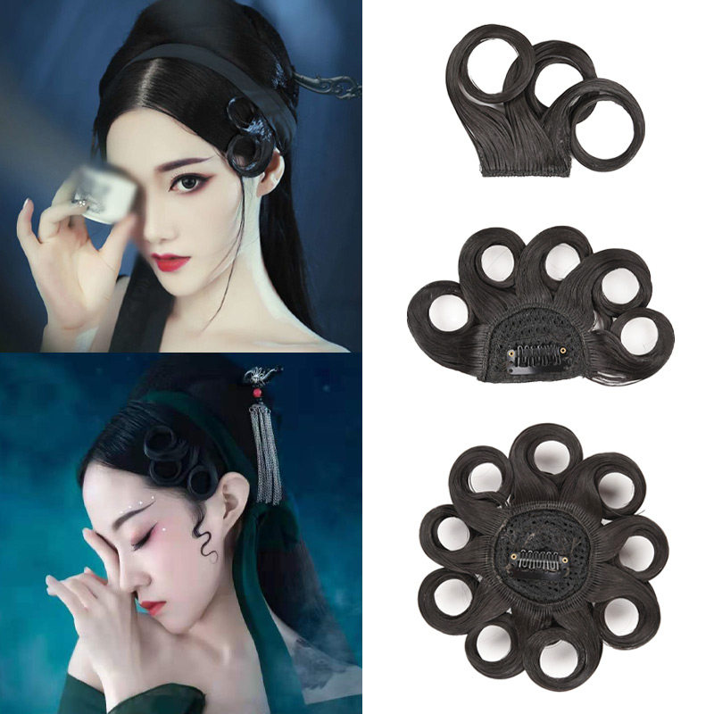 秀韵古装汉服鬓角小青假发造型电剧白蛇传小青造型戏曲8朵花刘海