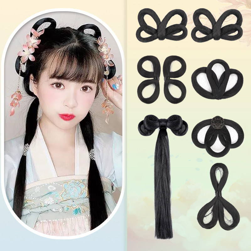 汉服假发蝴蝶发包女三环发髻蝴古装手残党新手明制软发环后压造型