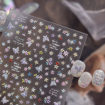 tomoni果冻美甲贴纸 爆款diy复古指甲贴蝶舞春分饰品贴纸美甲5705