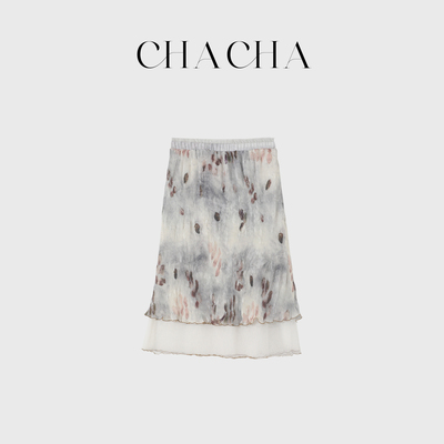 CHACHA【蝶舞翩翩】休闲时尚百搭褶皱不规则半裙