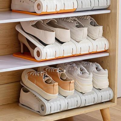 A double-layer shoe rack, a storage wonder for shoes, featur