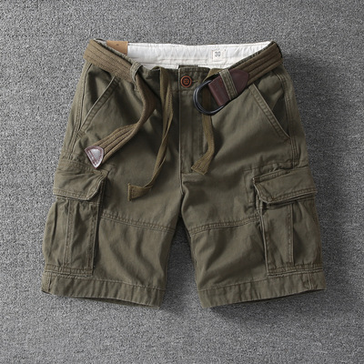 Bundled workwear five quarter pants男纯色束口系带工装五分裤