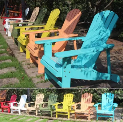 沙滩简约复古躺椅户外实木靠背装饰原木花园休闲欧美式adirondack