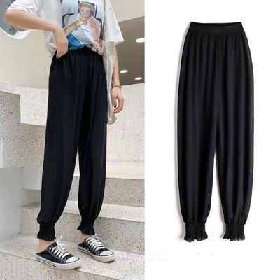 Printed High Waist Casual Cropped Bloomers印花高腰九分灯笼裤