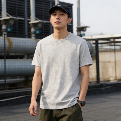 运动户外26SS夏季天丝莫代尔凉感正肩弹力男士修身Slimfit短袖T