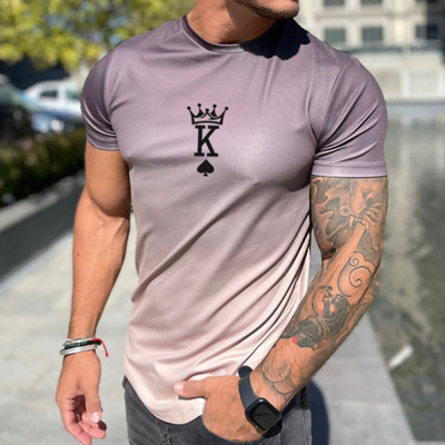Printed Casual Crew Neck Short Sleeves印花休闲圆领男士短袖