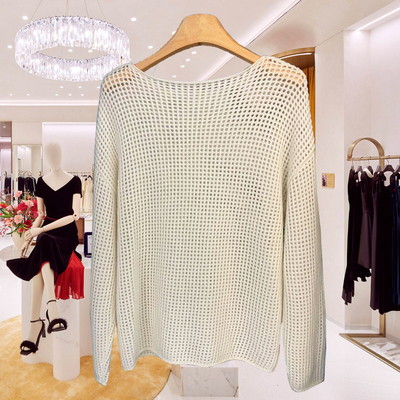 唯美镂空浪漫~爱琴海女士圆领疏针长袖针织罩衫BC603羊绒高端上衣