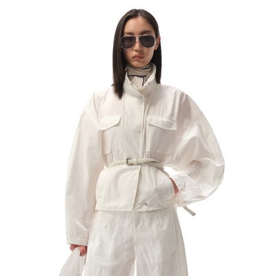 NMORE设计师品牌 26春季新款 白鹭白立领收腰夹克