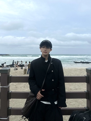 Grotequel夏油杰立领垫肩正肩夹克外套男女宽松休闲百搭上衣