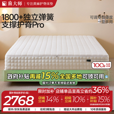 麻大师进口天然S型黄麻床垫迷你感应小弹簧五星级酒店席梦思25CM