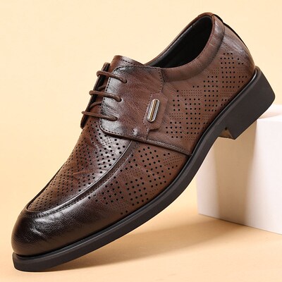 真皮凉鞋男商务休闲鞋男鞋牛皮洞洞鞋软皮软底鞋子透气镂空皮鞋男