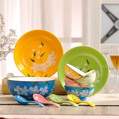 日式陶瓷餐具礼品套装 国庆w公司活动瓷碗勺子盘子小礼物 厂家