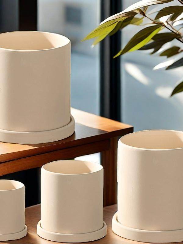 Scandinavian Minimalist White Breathable Ceramic Unglazed Porous Round ...