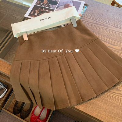 ST OF YOU-新品复古麂皮绒百搭百褶半身裙（配安全裤）半身裙3755