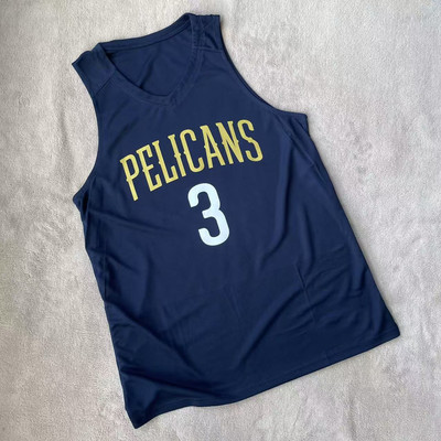 鹈鹕队锡安普尔练习球衣 V领美式速干篮球训练背心投篮服可定制