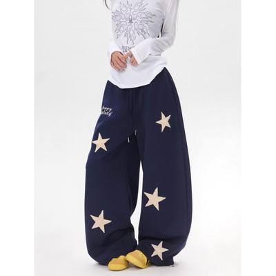 Abyss Emporium美式复古星星刺绣休闲卫裤男女直筒街头阔腿拖地裤