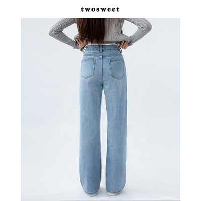 twosweet高腰阔腿长裤高腰