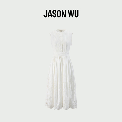 JASON WU2026年夏季镂空绣拼接蕾丝连衣裙白色无袖收腰中长款女装