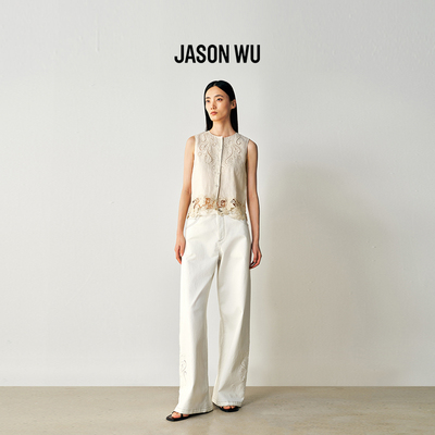 JASON WU2026年夏季新款镂空刺绣牛仔裤女士直筒香蕉裤商场同款
