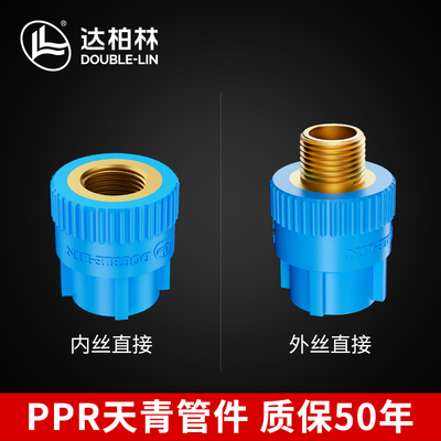 达柏林进水管路焊接4分6分1寸接口PPR管道连接配件预埋管黄铜嵌件