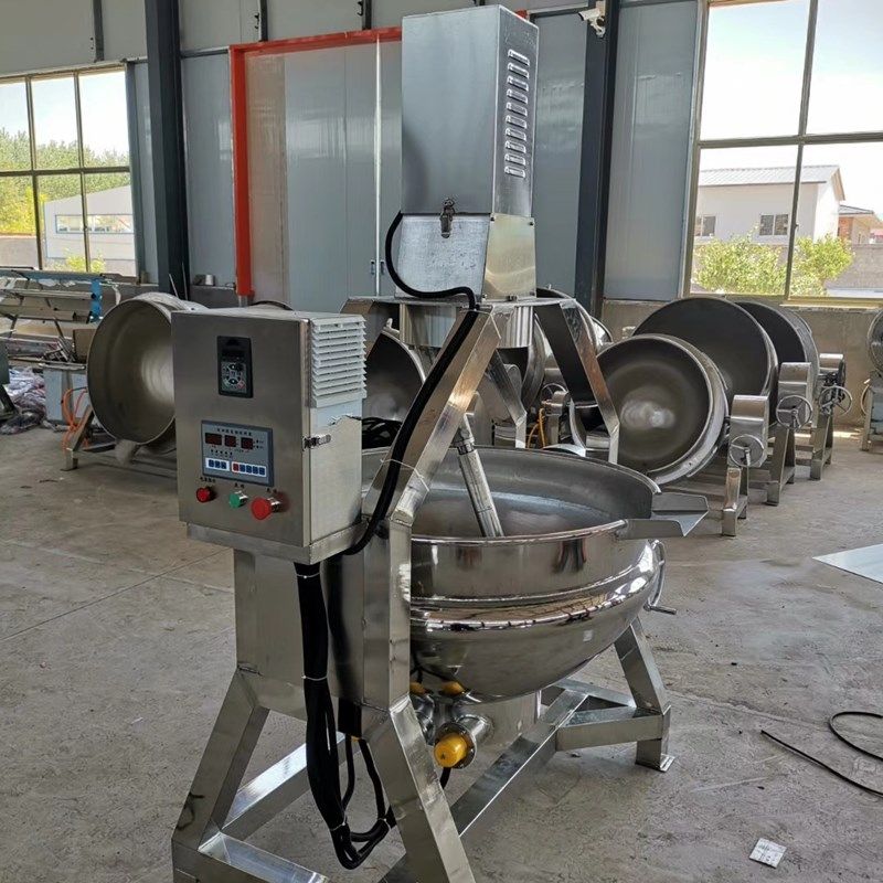 商用电加热夹层锅304不锈钢蒸汽可倾式带搅拌燃气半自动行星炒锅_虎窝淘