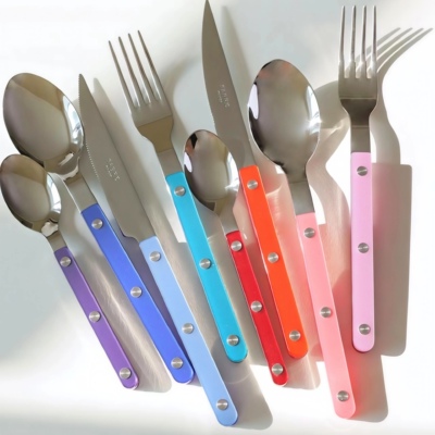 Sabre Paris马卡龙不锈钢刀叉勺四件套套装Bistrot小酒馆彩虹餐具
