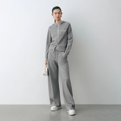 灰色运动连帽卫衣休闲裤套装