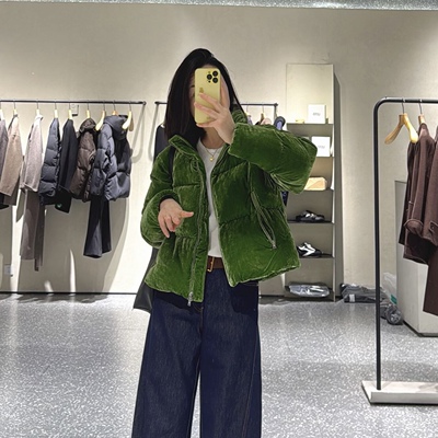 新品羽绒服短款立领丝绒
