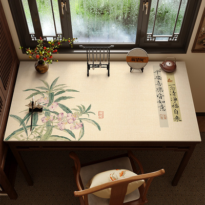 中式书桌垫防水防油书桌桌布国风学生桌垫台面保护垫子pvc桌垫