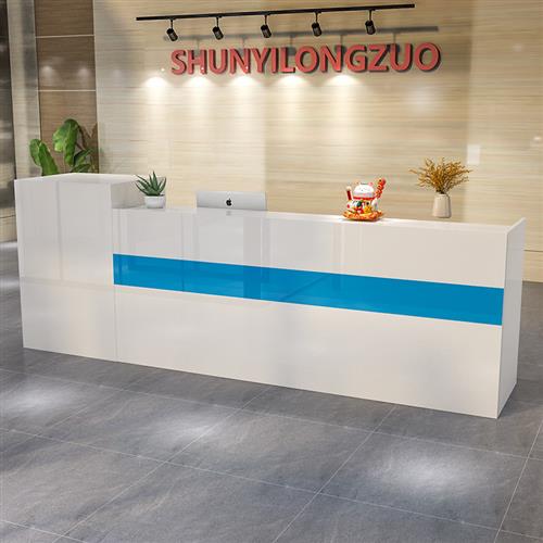公司前台接待台烤漆仿大理石吧台柜台桌咨询台超市收银台商用店铺_虎窝淘