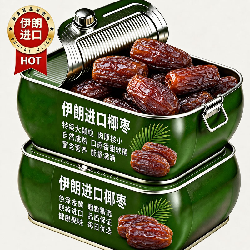 进口伊朗椰枣官方旗舰店正品新鲜椰枣黑椰枣迪拜阿联酋特级大椰枣
