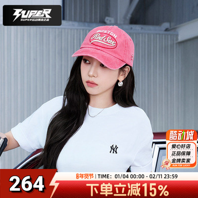 KARINA同款MLB牛仔棒球帽男女同款帽子刺绣大LOGO鸭舌帽3ACPV165N