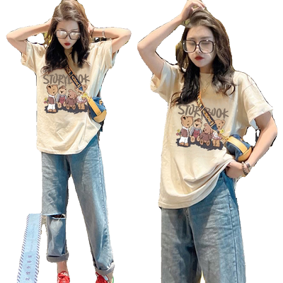 纯棉t恤潮牌宽松显瘦女