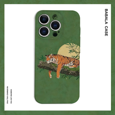 月下休憩的老虎艺术菲林二合一手机壳适用苹果17nova14华为p70mate60小米15opporen14ovivo荣耀300iPhone16