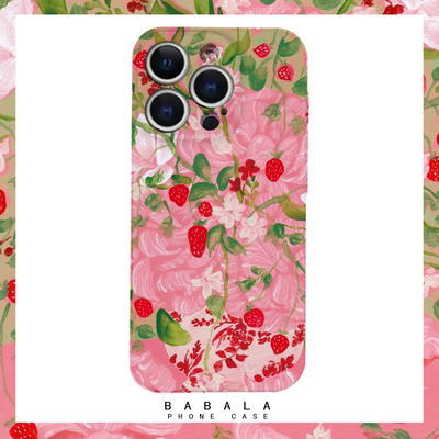 清新油画甜甜的草莓菲林二合一手机壳适用苹果17nova14华为p70mate60小米15opporen14ovivo荣耀300iPhone16