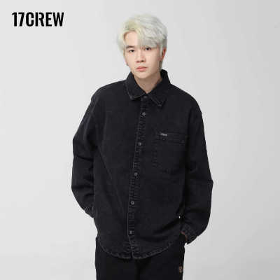 黑灰色衬衫工装外套17CREW翻领